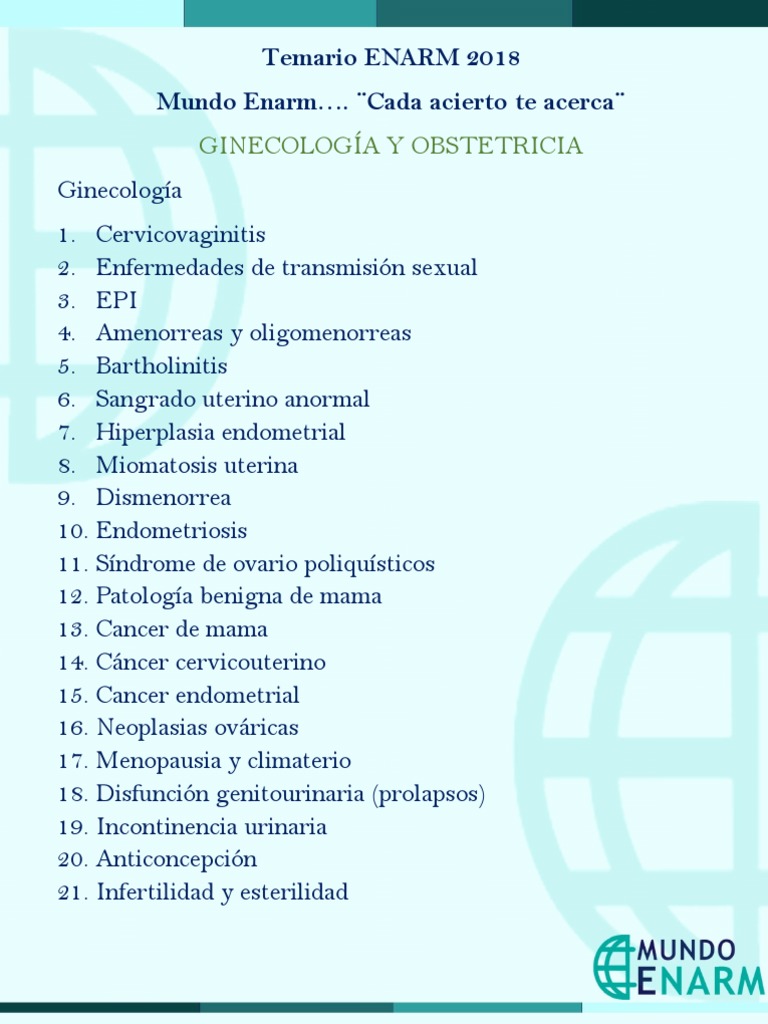Temario Mundo Enarm | PDF | El embarazo | Parto