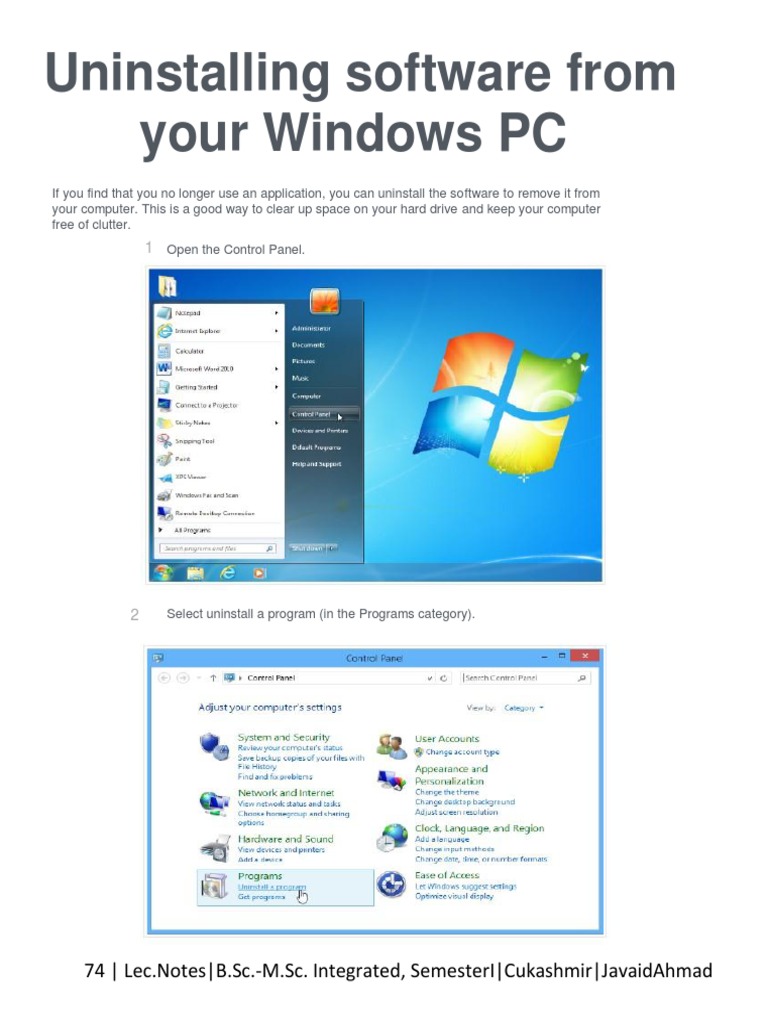 6 Uninstalling Software From Y | PDF