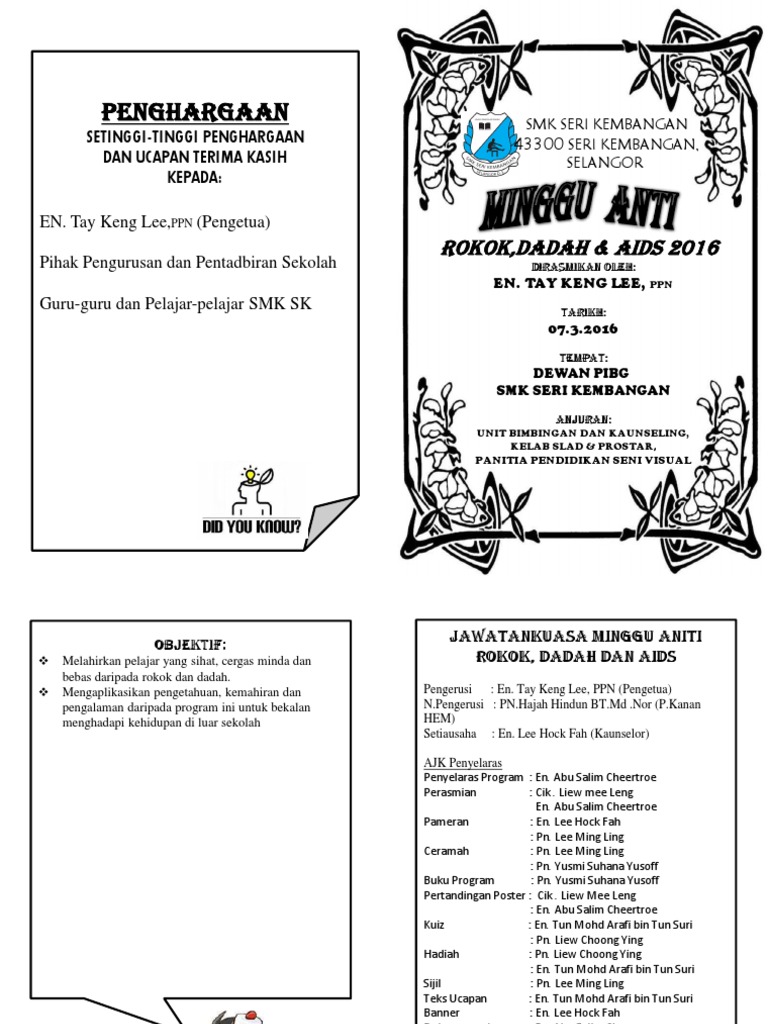 Minggu Anti Dadah (Buku Program) | PDF