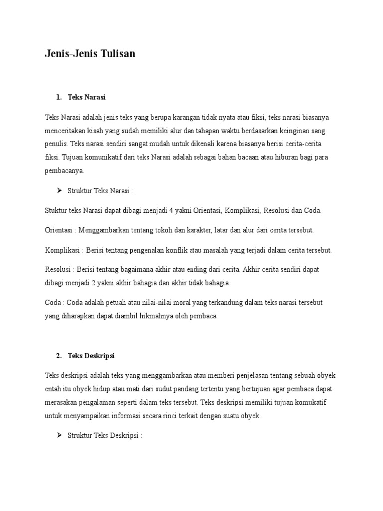 Jenis-Jenis Tulisan | PDF