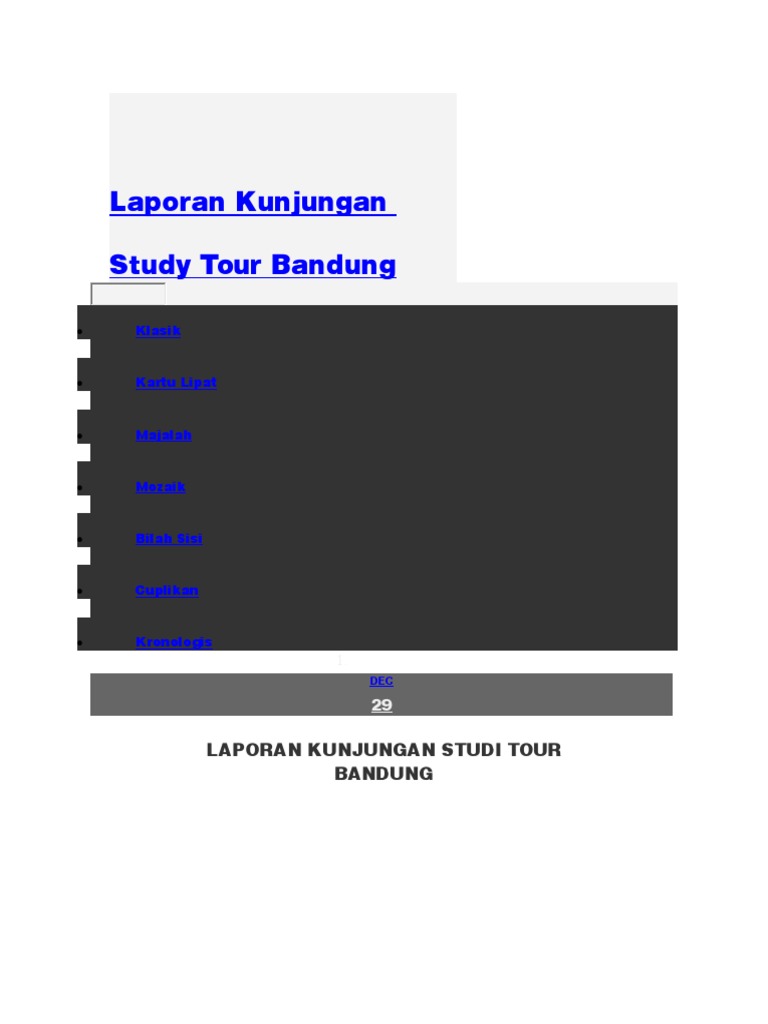 Laporan Kunjungan Study Tour Bandung | PDF | Perjalanan