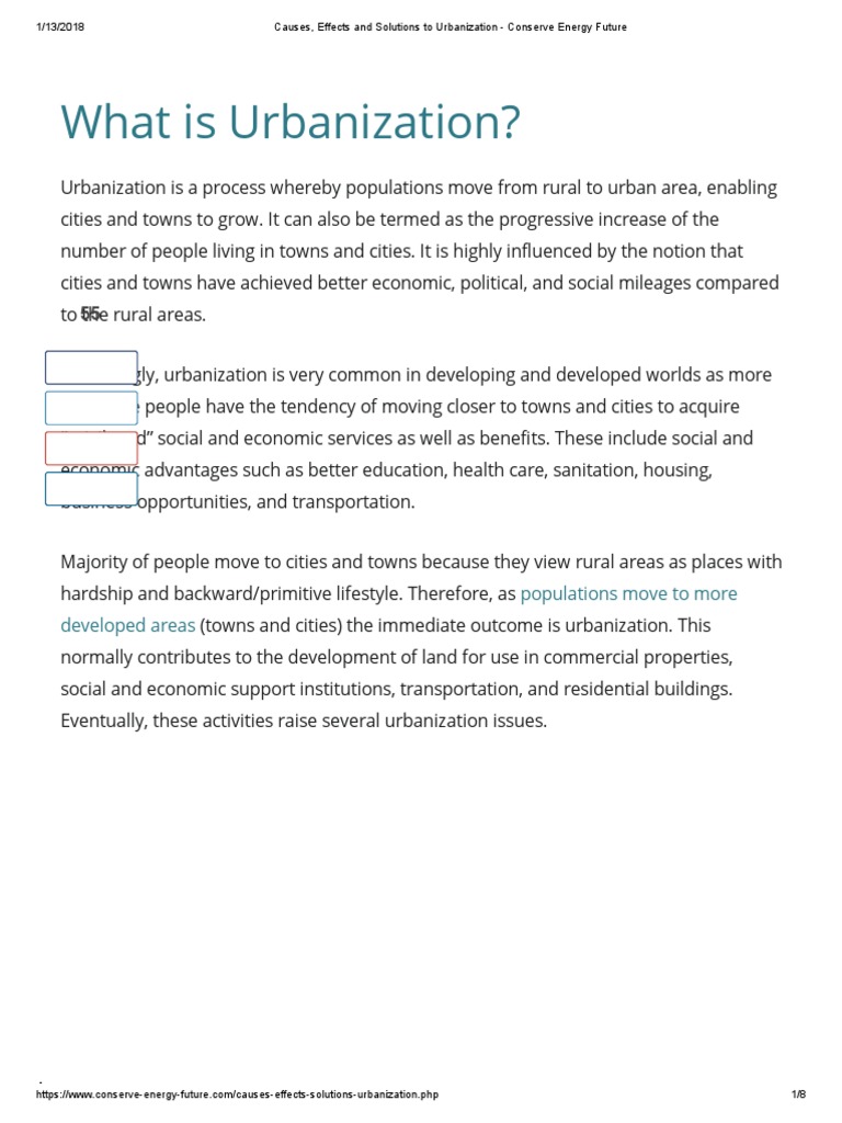 Urbanization: Causes, Effects, Solutions | PDF | Urbanization | Slum