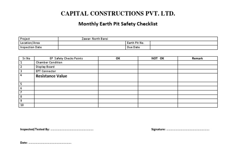 Ensuring Worker Safety in Earth Pits: A Monthly Inspection Checklist ...