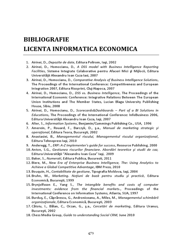 Bibliografie Licenta Proiecte | PDF | Informatics | Enterprise Resource Planning