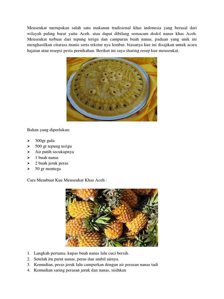 Cara Membuat Kue Meuseukat Khas Aceh | PDF