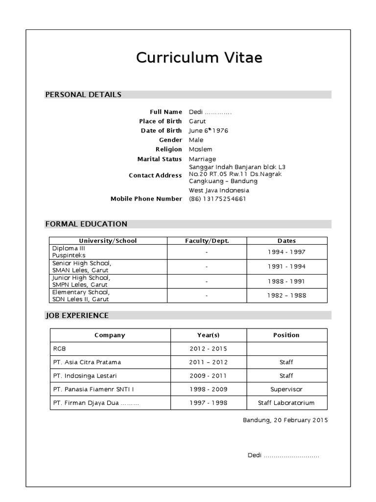 Cv. Dedi | PDF