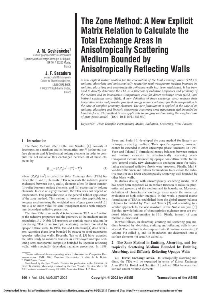 The Zone Method - Explicit Matrix Relation To Calculate The Total ...