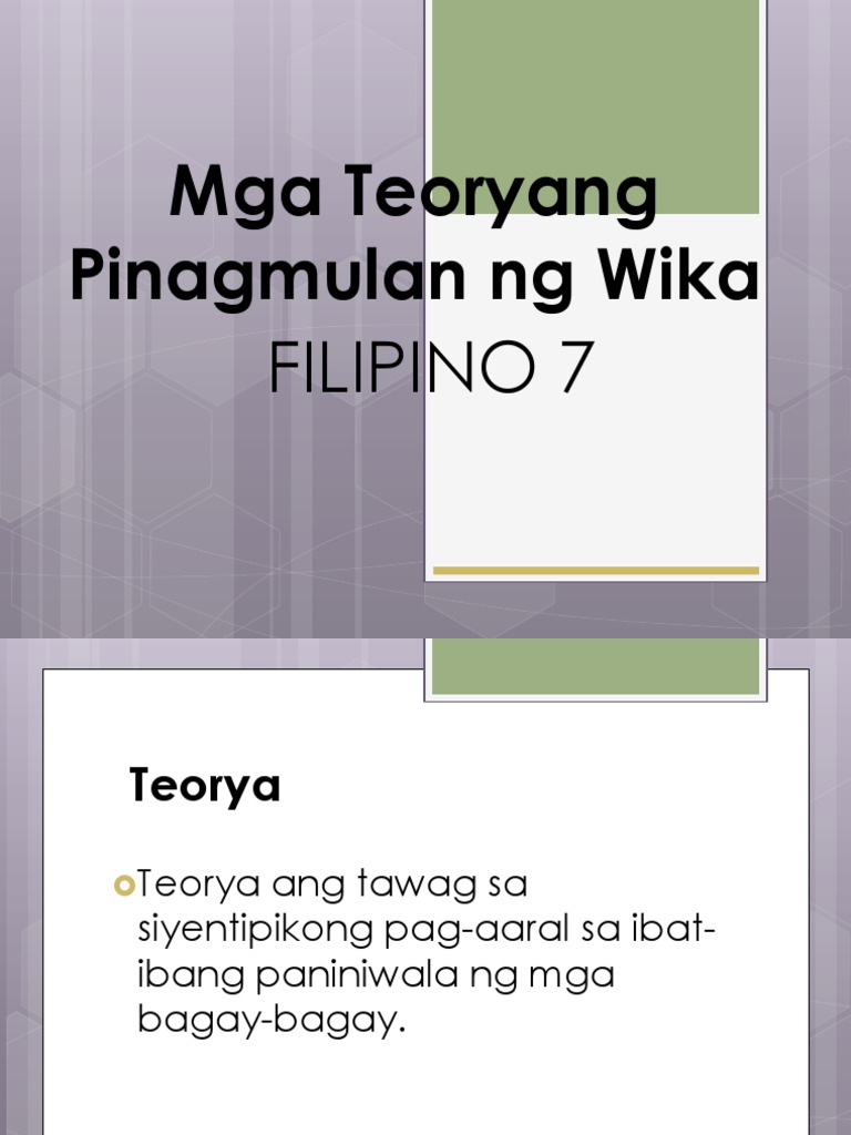 Mga Teoryang Pinagmulan NG Wika | PDF