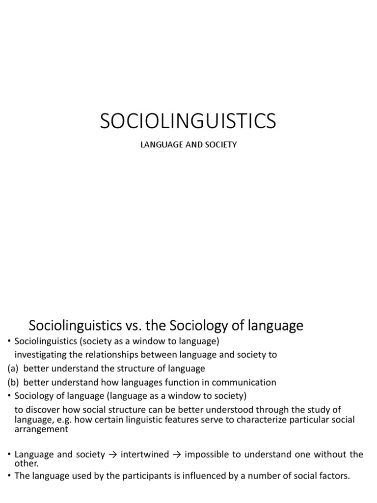 Understanding Language Variation: A Sociolinguistic Perspective | PDF ...