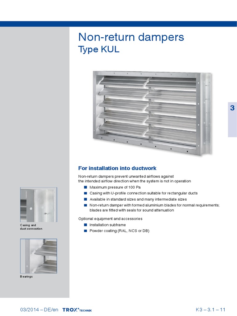 Non-return dampers technical overview | PDF | Duct (Flow) | Building ...