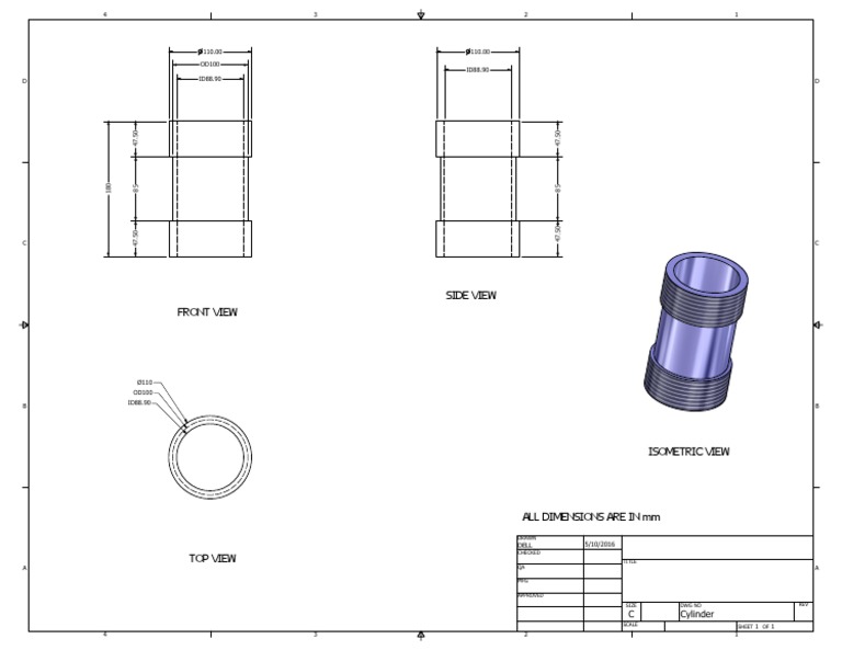 Cylinder Technical Drawing Details | PDF