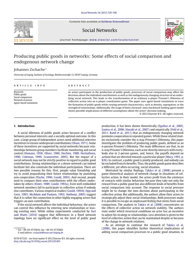 Social Comparison in Public Goods Networks | PDF | Social Network ...