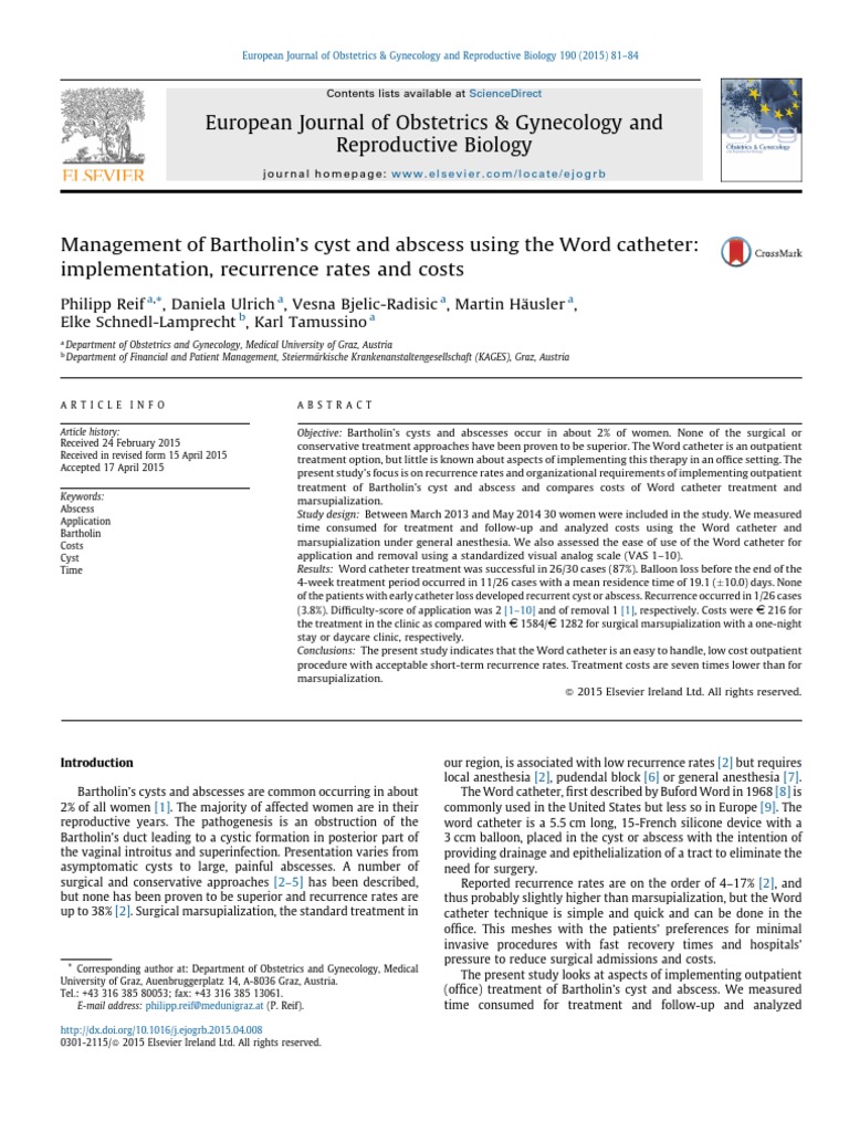 Management of bartholin's cyst | Medical Specialties | Health Care