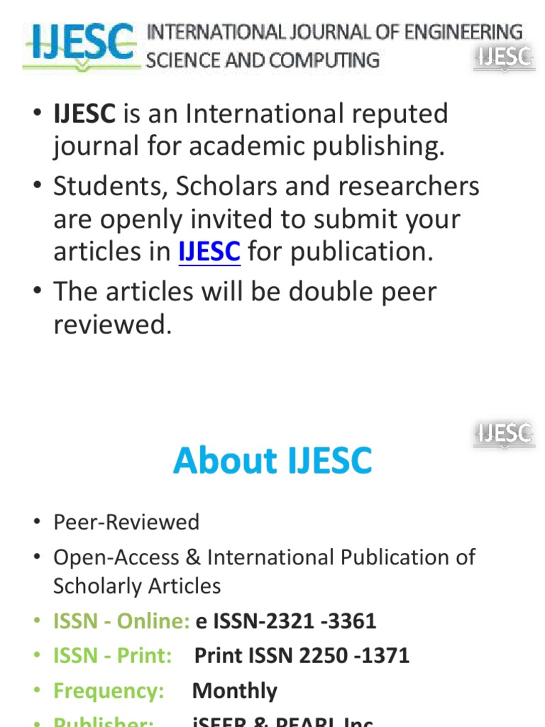 Ijesc Journal International Journal of Engineering Science and ...