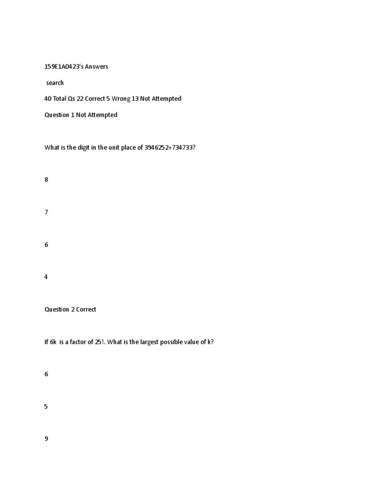 Answers CRT | PDF | Ratio | Teaching Mathematics