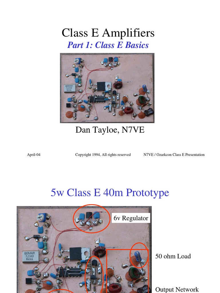 Class E Amplifiers | PDF | Amplifier | Field Effect Transistor