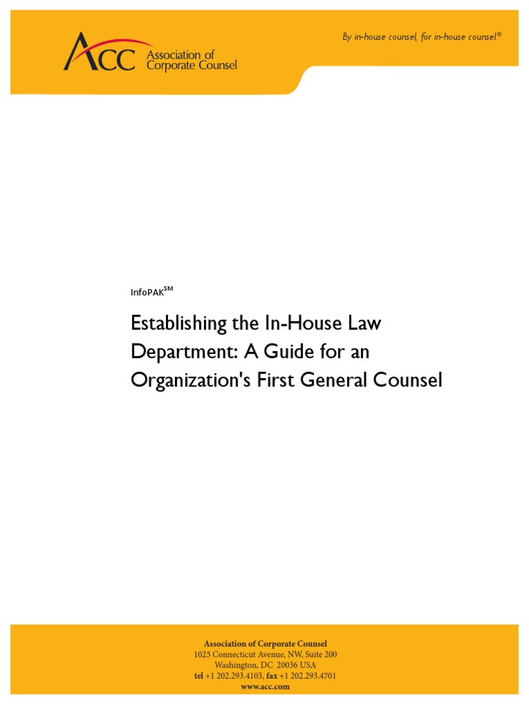 Establishing In-House Legal Dept | PDF | General Counsel | Lawyer