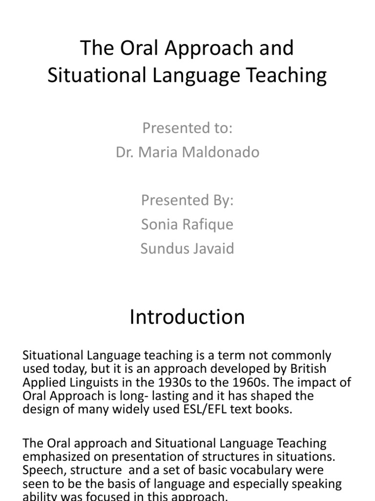 The Oral Approach and Situational Language Teaching | PDF | Language ...