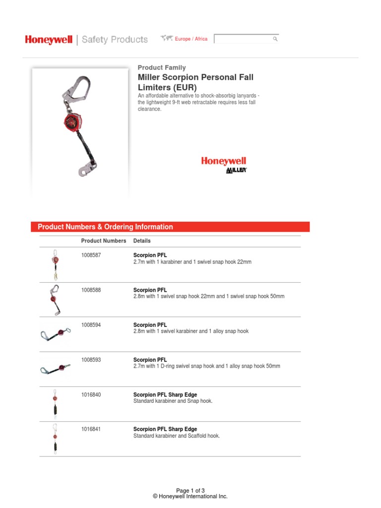 Miller Scorpion Personal Fall Limiters Eur | PDF | Business