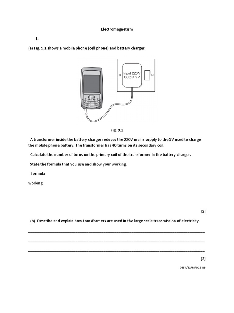Past Paper Questions Electromagnetism | PDF | Transformer | Electric ...