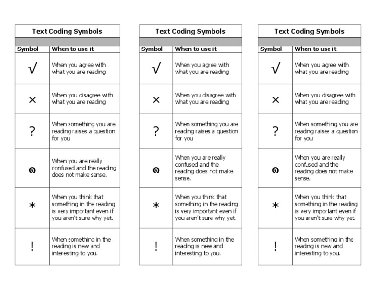 Text Coding Bookmark | PDF
