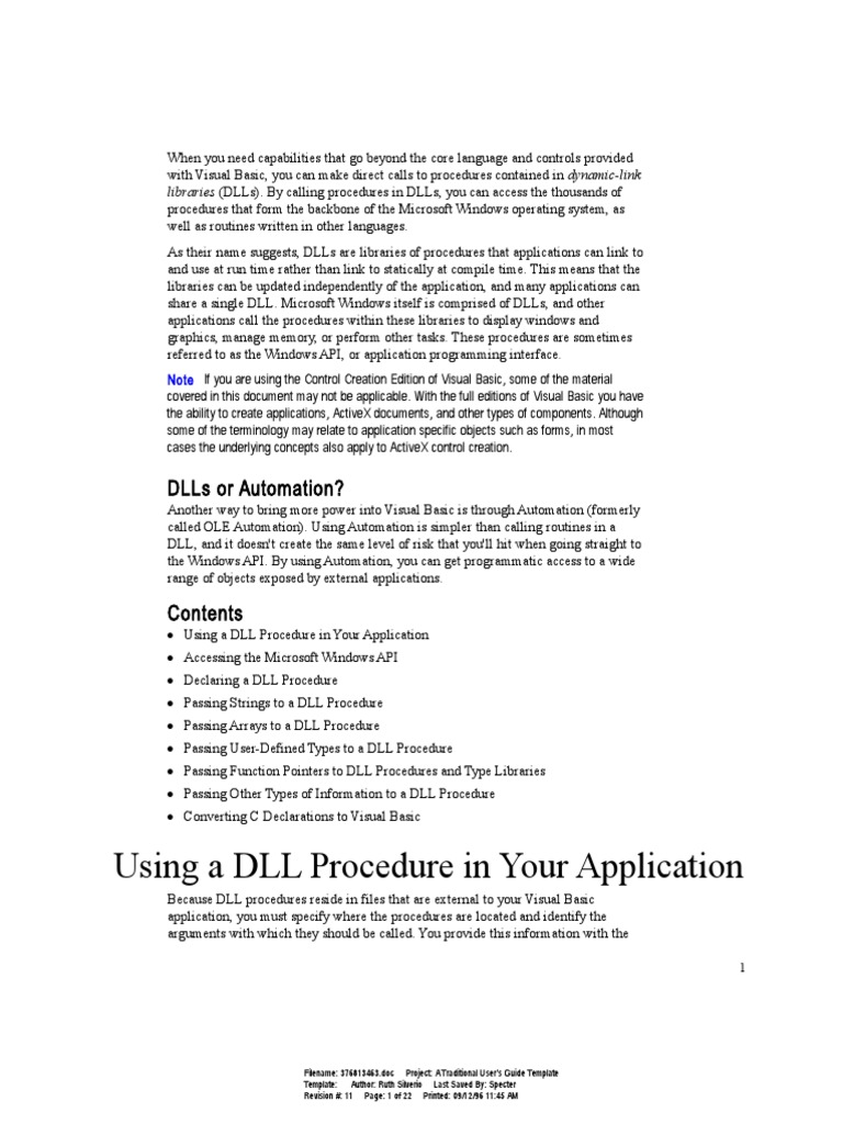 Using A Dll Procedure In Your Application Dlls Or Automation Download Free Pdf String 