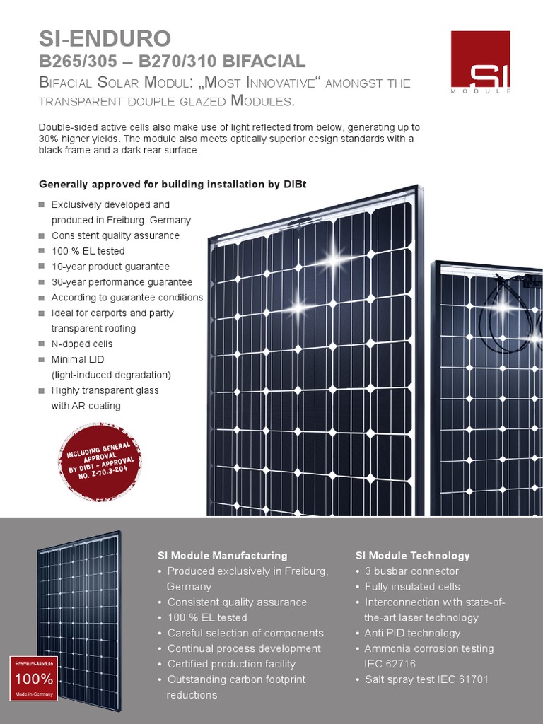 Datenblatt SI Enduro Bifacial ENG | Download Free PDF | Electrical Components | Manufactured Goods