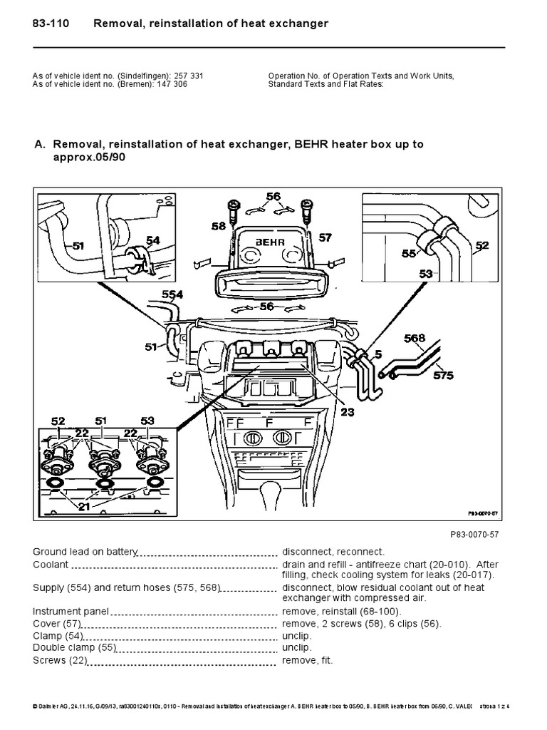 0110 - Removal and Installation of Heat Exchanger A. BEHR Heater Box To ...