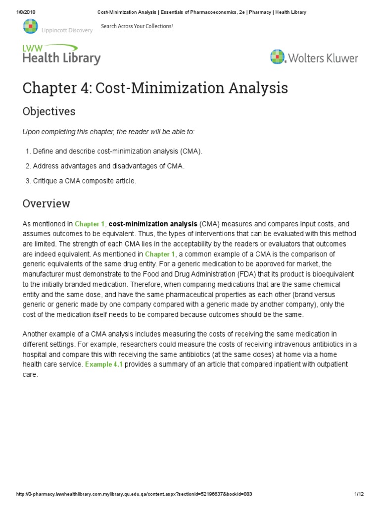 Ch4 Cost-Minimization Analysis PDF | PDF | Generic Drug | Chemotherapy