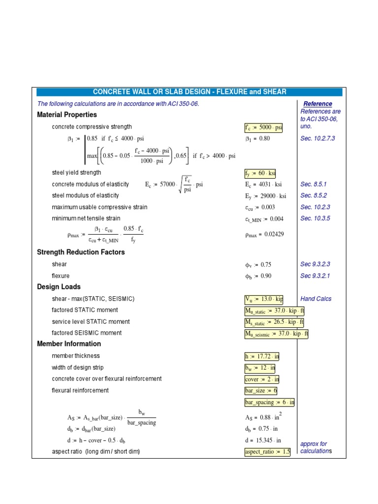 ACI 350-06 Concrete Design Calculations | PDF | Strength Of Materials ...