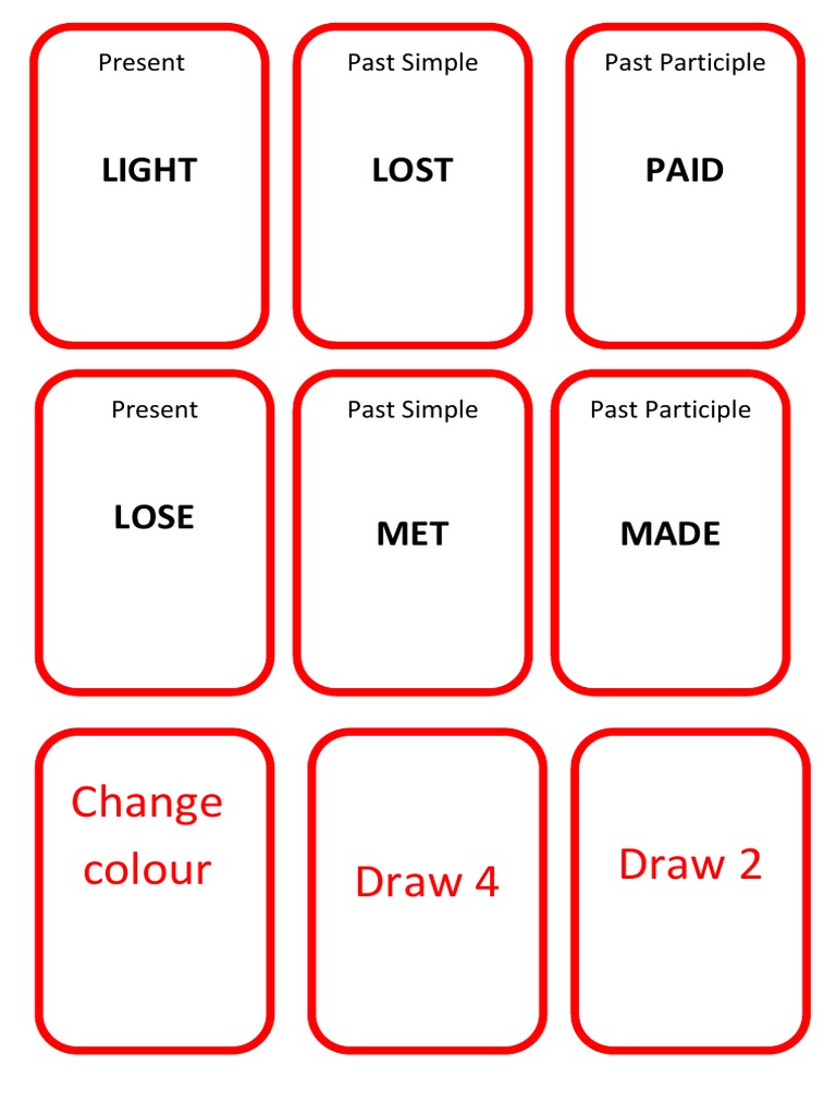 Uno Card Irregular Verbs | PDF | Linguistics | Semantic Units