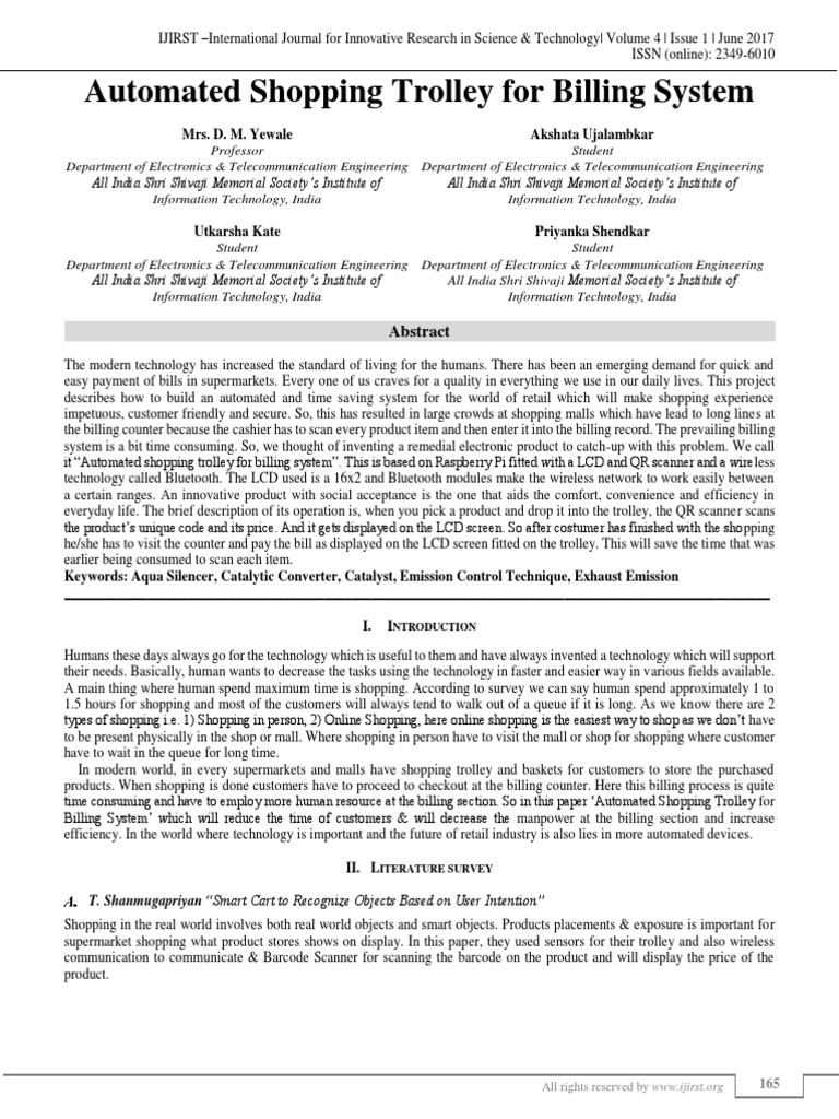Automated Shopping Trolley For Billing System | PDF | Qr Code | Power ...