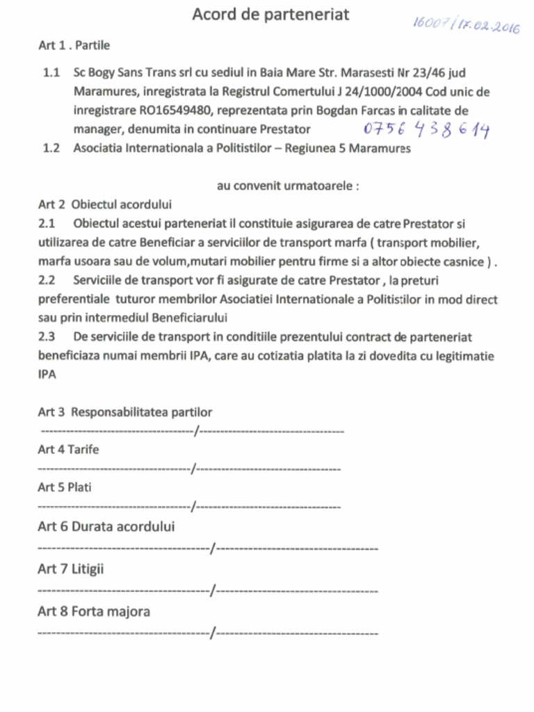Contract Transport Marfa | PDF