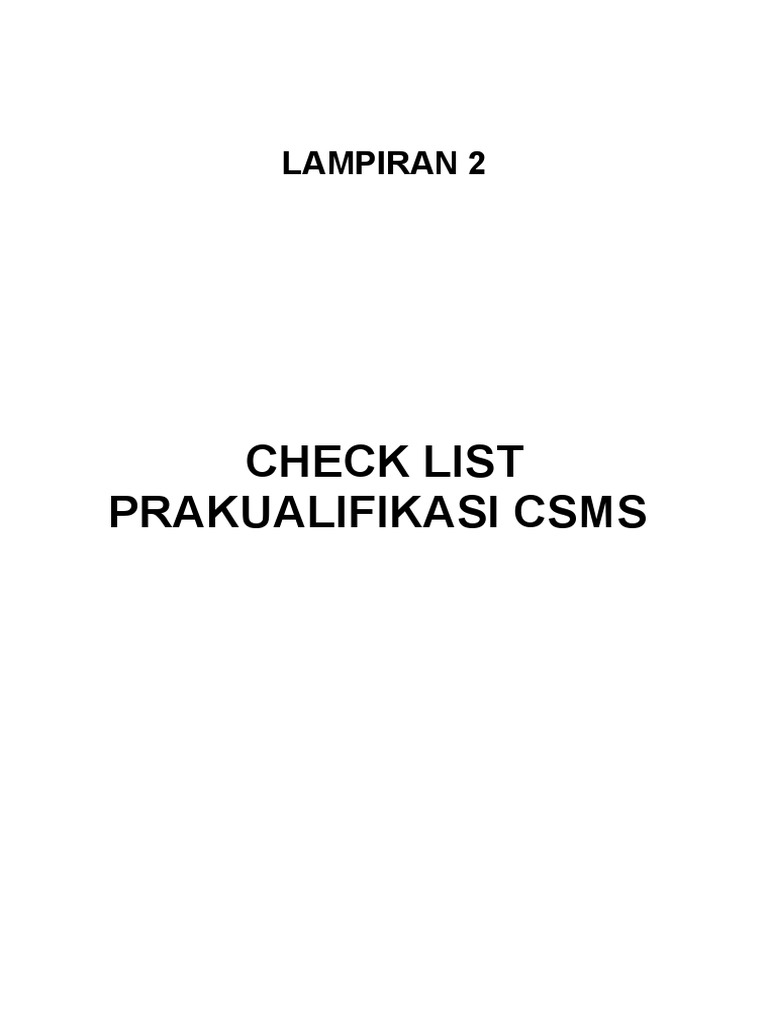 Check List Prakualifikasi CSMS | PDF