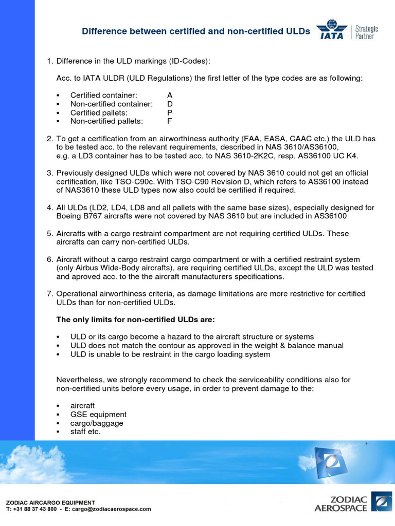 Difference Between Certified and Non-Certified Ulds - July 2014 | PDF ...
