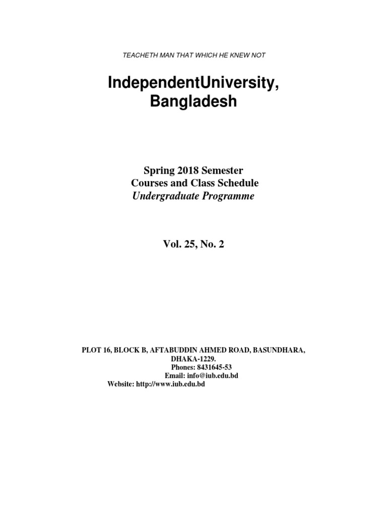 Spring 2018 IUB Course Schedule | PDF | Fee | Master's Degree