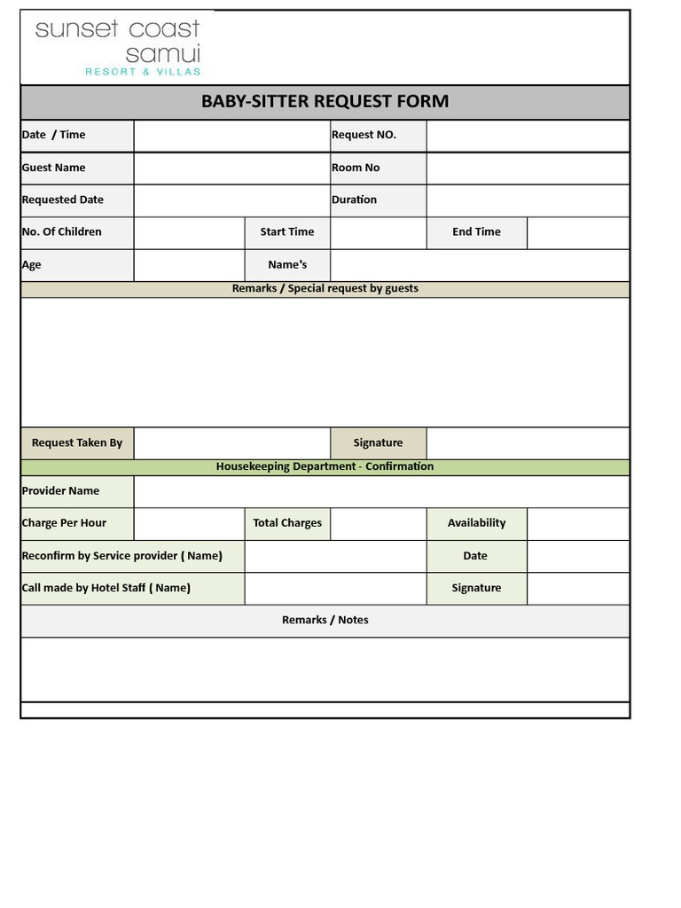 Babysitting Request Form | PDF