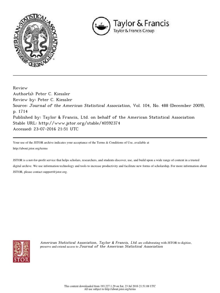 American Statistical Association, Taylor & Francis, Ltd. Journal of The ...