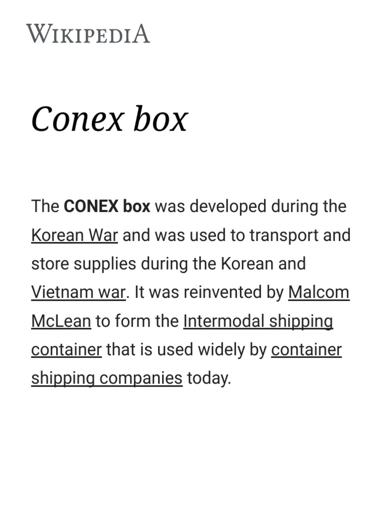 History of the Conex box military shipping container | PDF | Industries ...