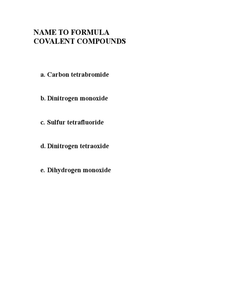 Deciphering Molecular Formulas: Naming Five Covalent Compounds | PDF
