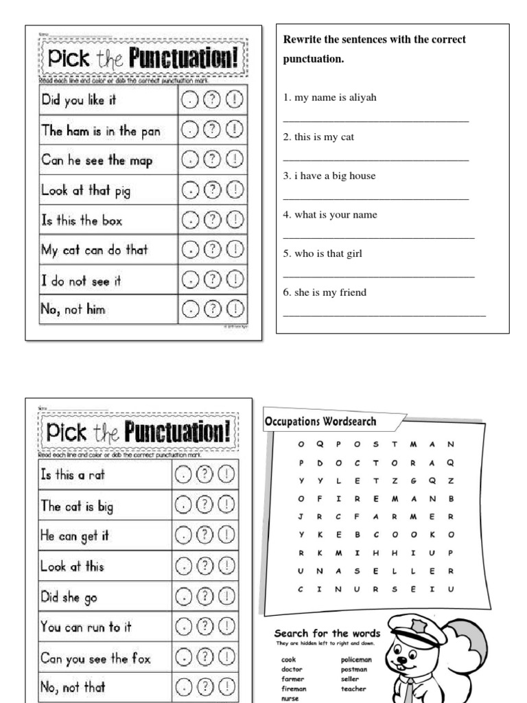 Rewrite The Sentences With The Correct Punctuation | PDF