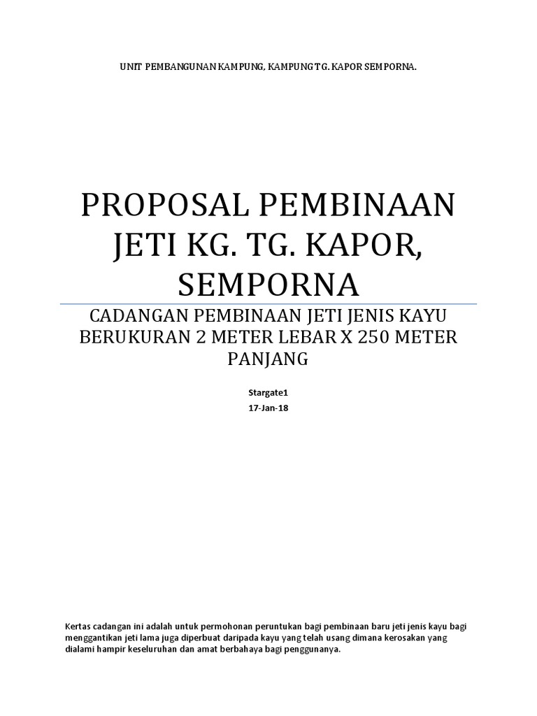 Proposal Pembinaan Jeti Lama-20018 | PDF