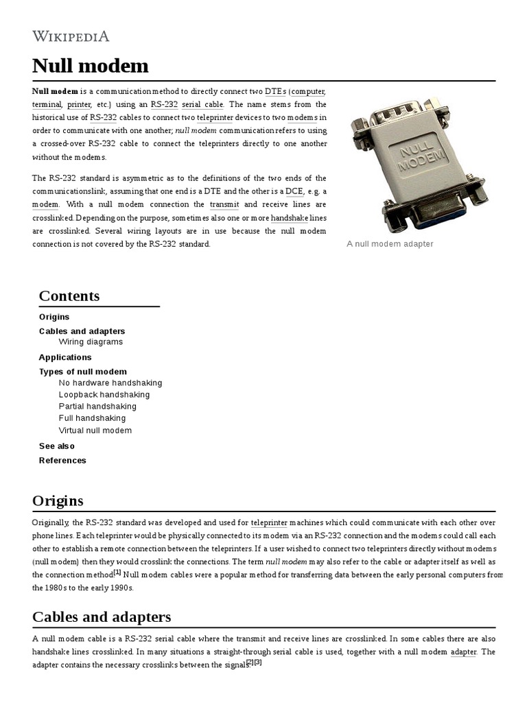 Null Modem: Null Modem Is A Communication Method To Directly Connect ...