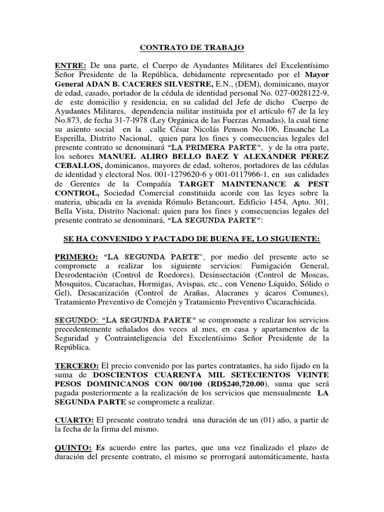 Contrato de Trabajo | República Dominicana | Gobierno