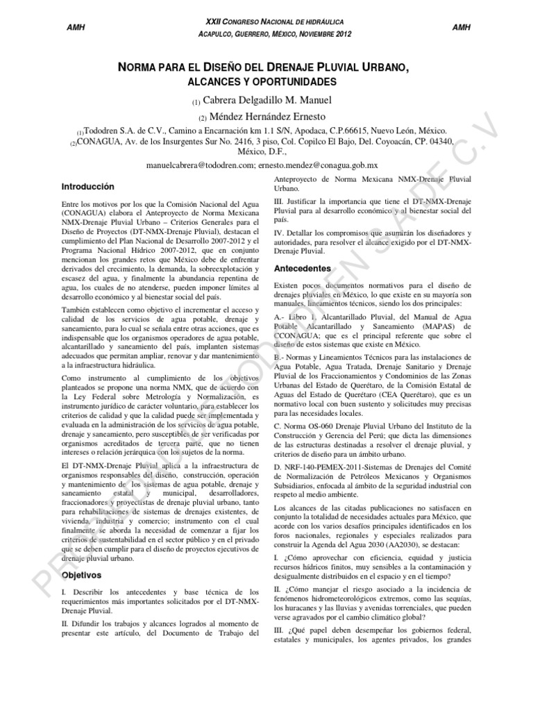 Articulo 5 Norma para El Diseno Del Drenaje Pluvial Urbano Alcances y Oportunidades | PDF ...