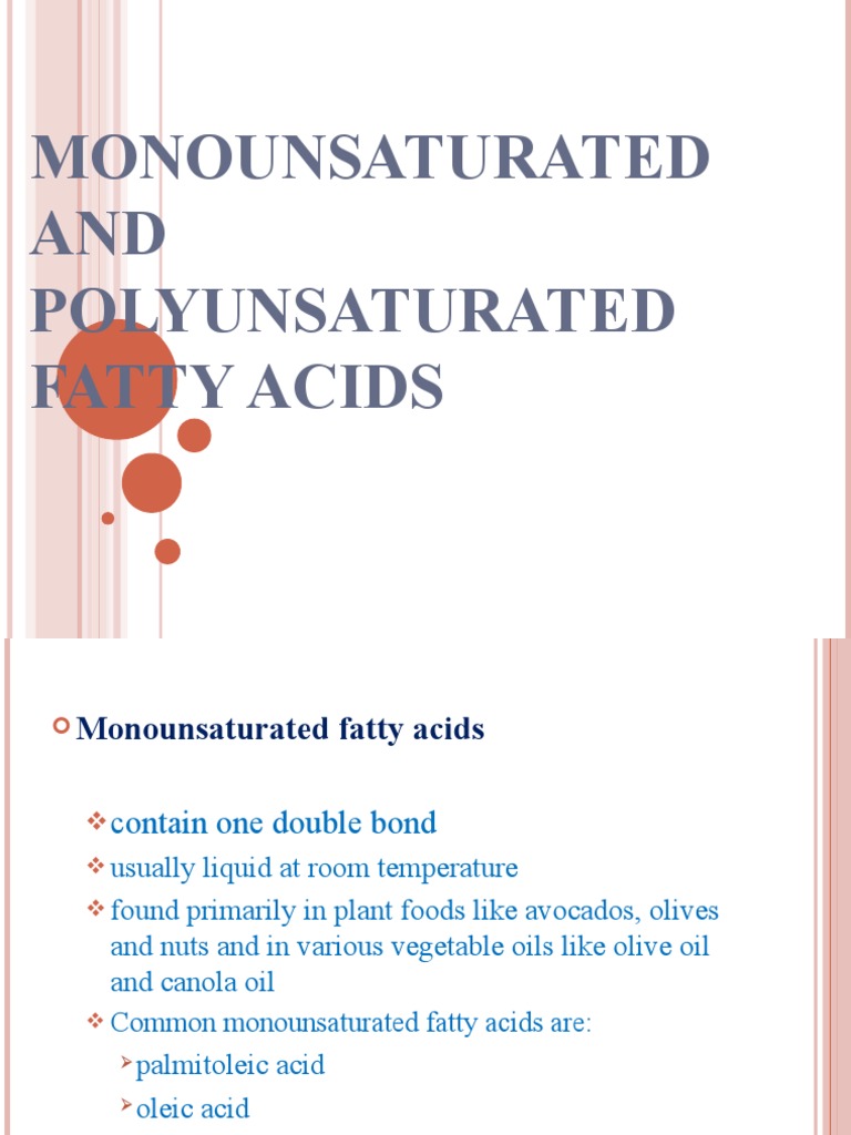 Monounsaturated And Polyunsaturated Fatty Acids Pdf Fat Carbon