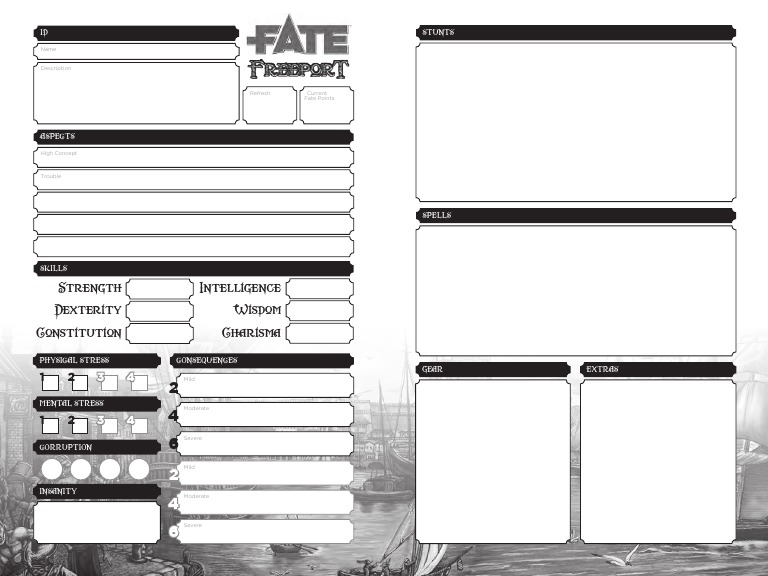 Fate Freeport Character Sheet Single Page Fillable Saveable Calculating ...