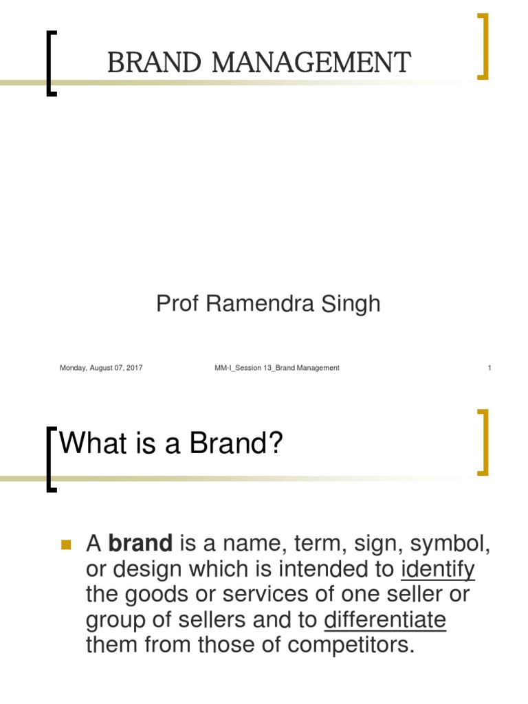 Session 13 - Brand Management PDF | PDF | Brand | Business Economics