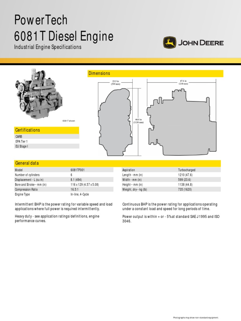 John Deere 6081 Generador | PDF | Horsepower | Engines