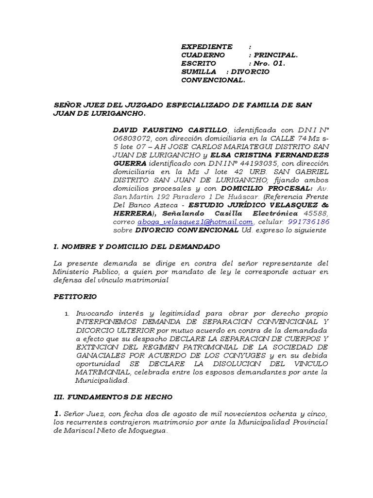 Divorcio de Mutuo Acuerdo | PDF | Divorcio | Matrimonio